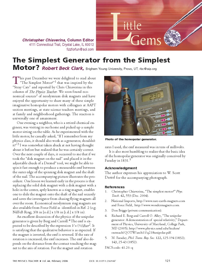 The Simplest Generator | PDF | Force | Electromagnetism