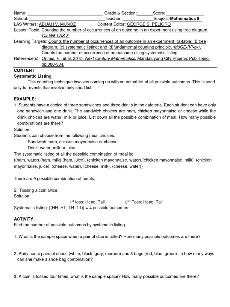 Math 8 Q4 WK6 Las3 | PDF