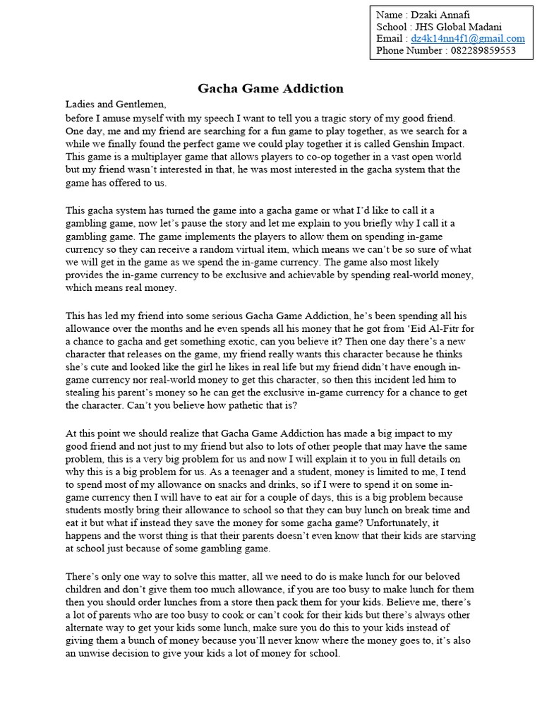 Gacha Game Addiction | Download Free PDF | Gaming