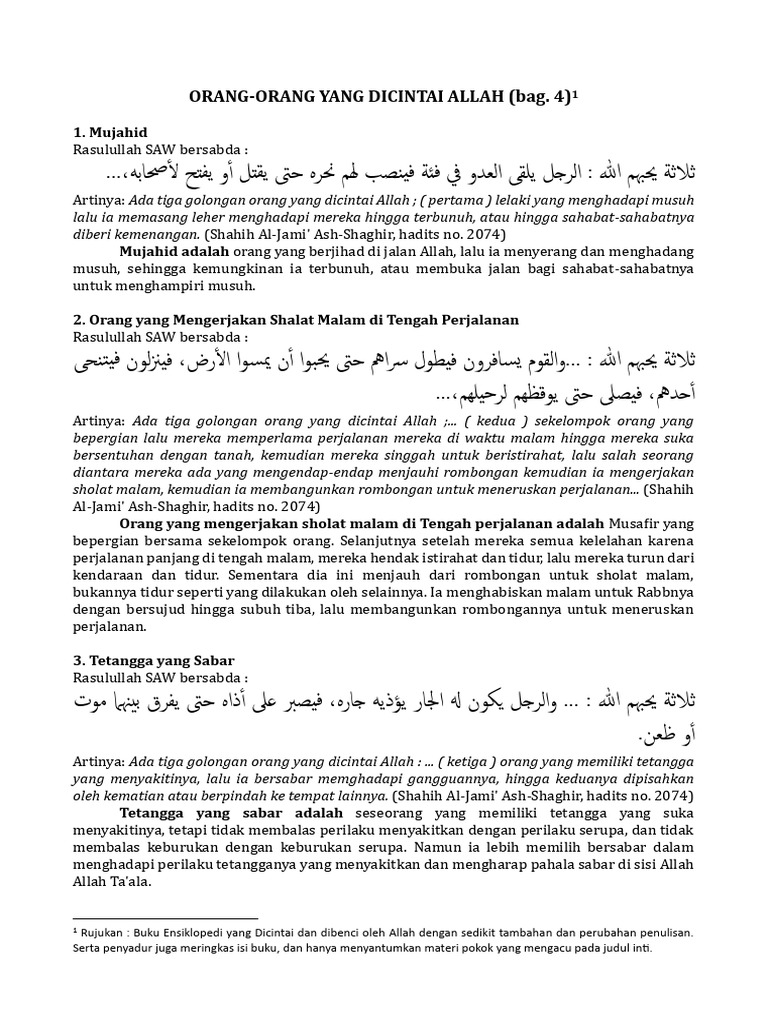 Orang-Orang Yang Dicintai Allah Bag Iv | PDF