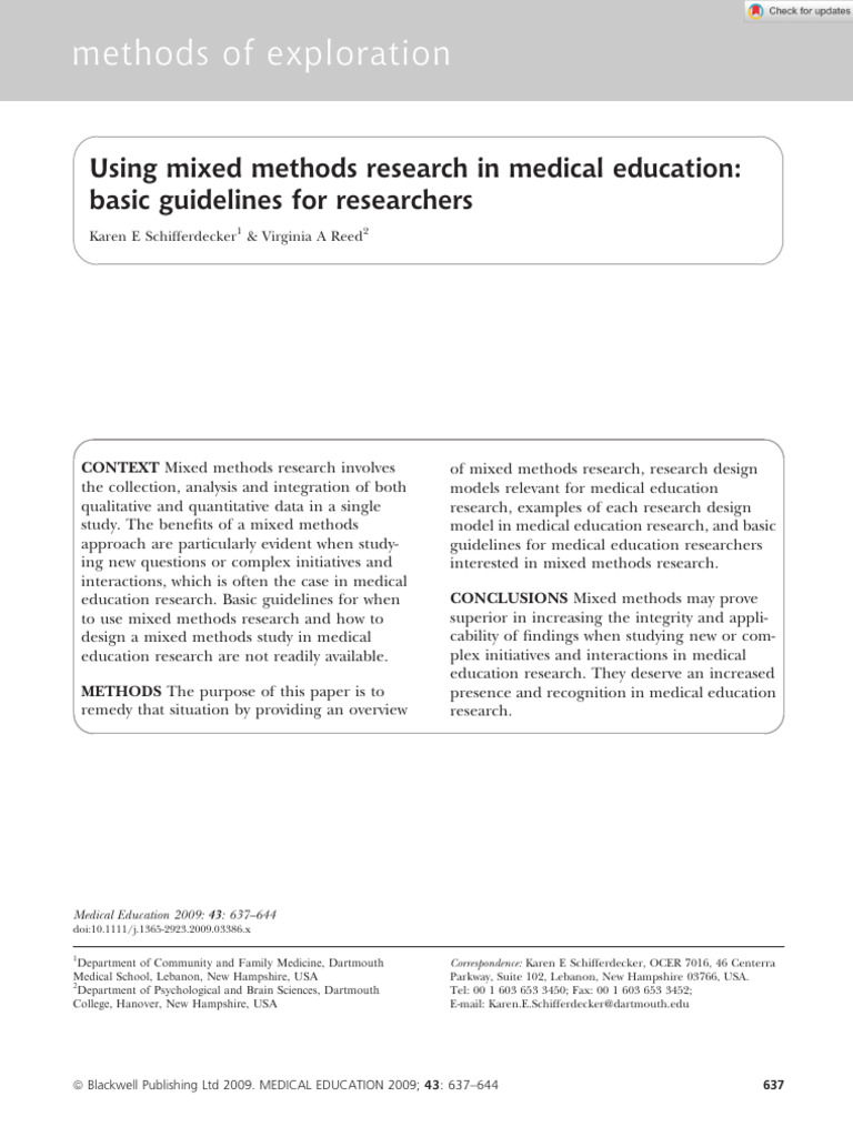Medical Education - 2009 - Schifferdecker - Using Mixed Methods ... Medical Education - 2009 - Schifferdecker - Using Mixed Methods ...