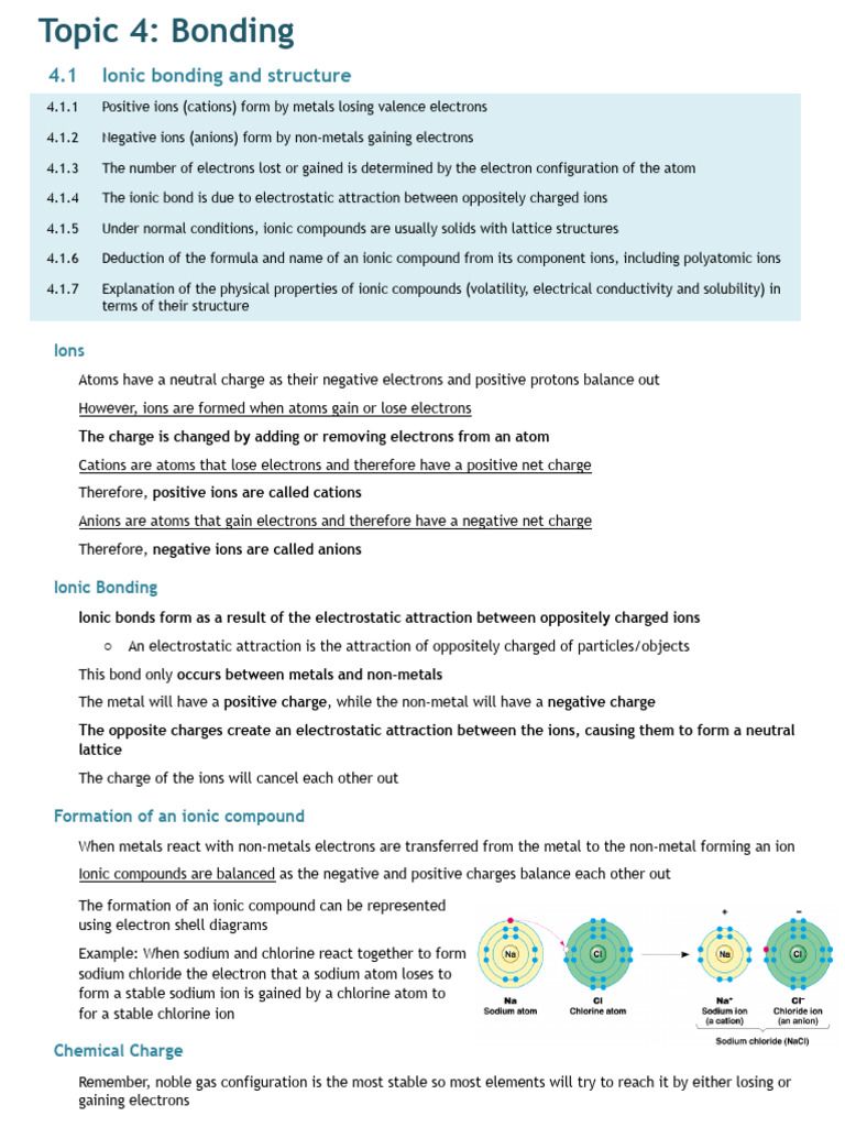 Topic 4-Bonding | PDF | Ion | Chemical Bond