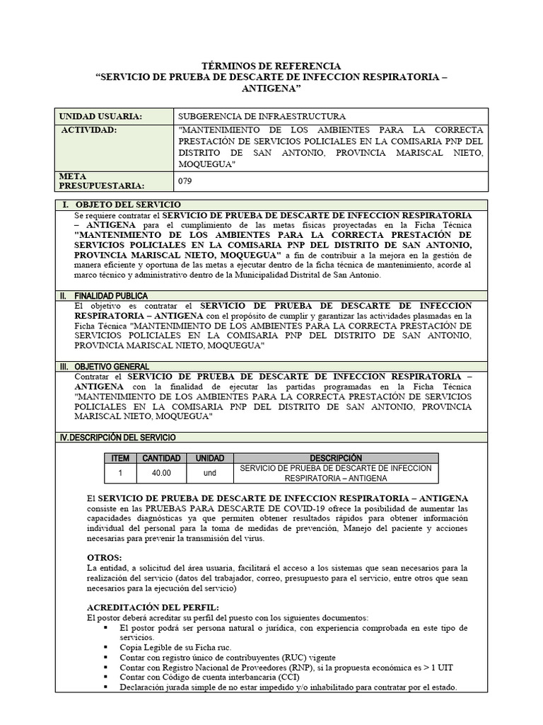 TDR Prueba de Descarte de Infeccion Respiratoria | PDF