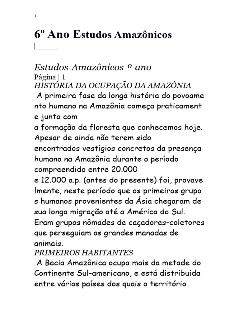 História da Ocupação da Amazônia | PDF | Floresta Amazônica | Desmatamento
