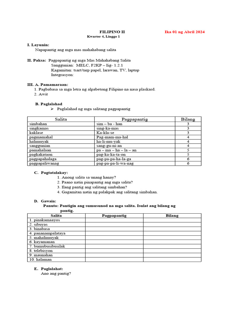 FILIPINO-Q4-W1 | PDF