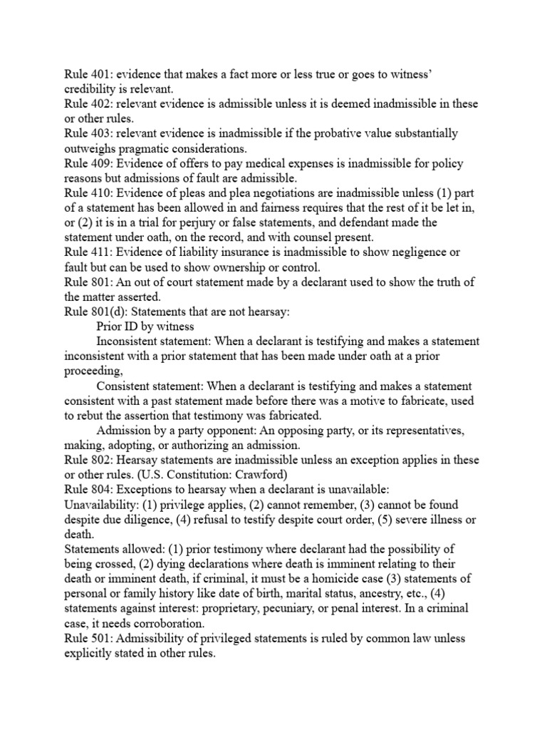 Evidence Rules | PDF | Evidence (Law) | Hearsay