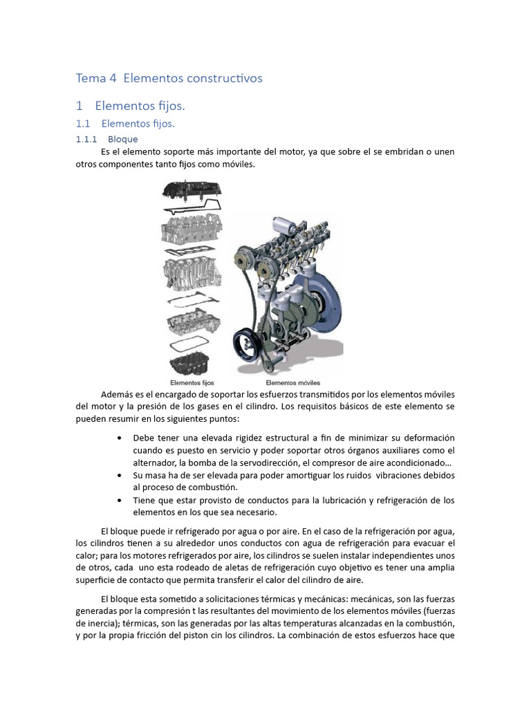 Tema 4 Elementos Constructivos | PDF | Pistón | Aluminio