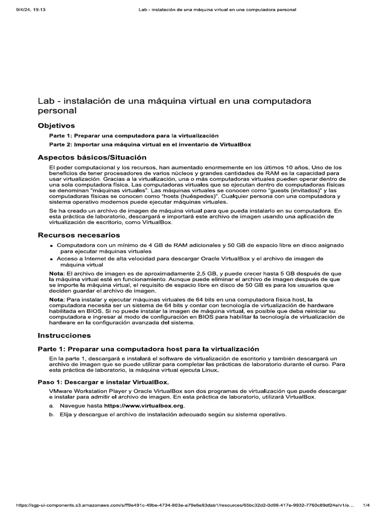 4 2 7 Lab Install A Virtual Machine On A Personal Computer Pdf