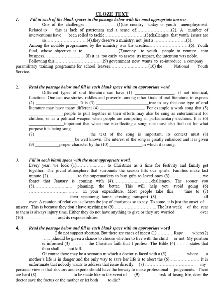 Cloze Text Q | PDF