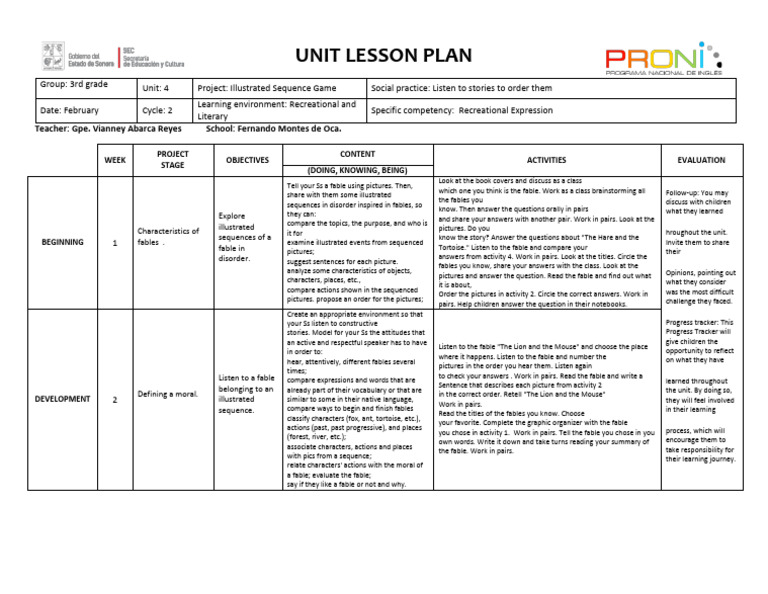 Planeacion Mensual 3ro - FEB-OCA-parte1 | PDF | Fable | Lesson Plan