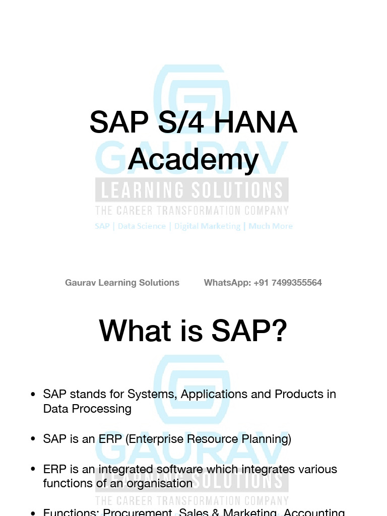 Sap S 4 Hana Overview And Insights Pdf Enterprise Resource Planning