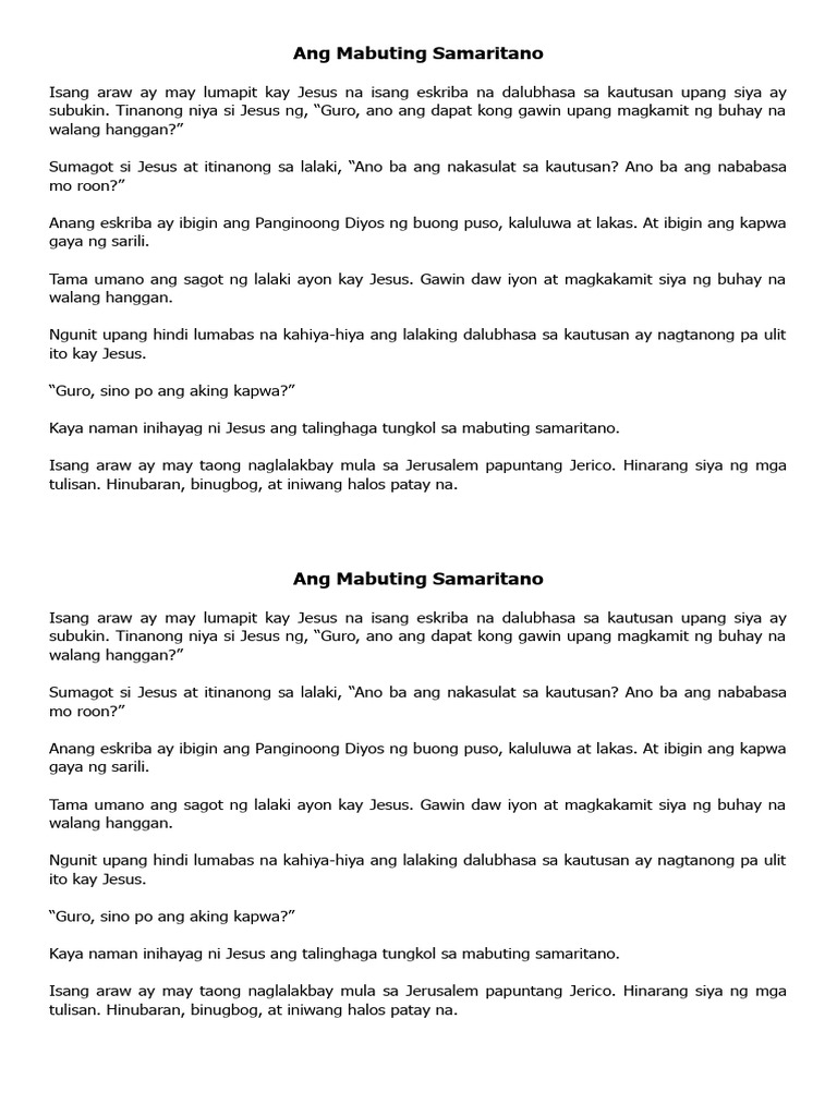 Ang Mabuting Samaritano | PDF