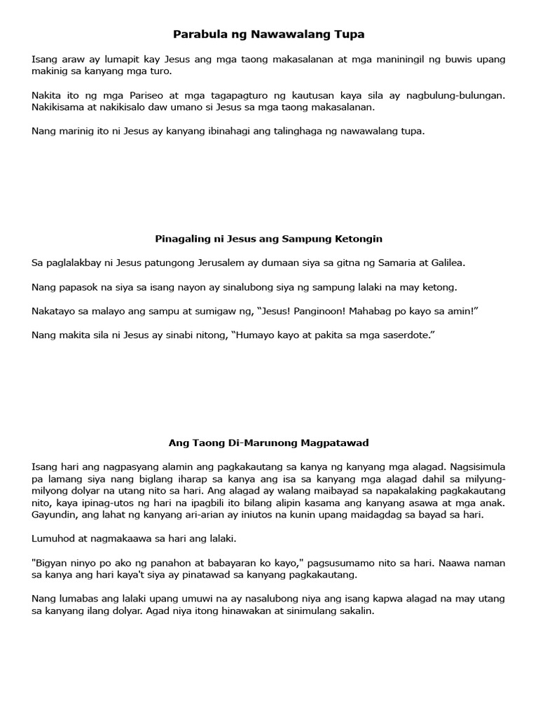 Ang Nawawalang Tupa | PDF