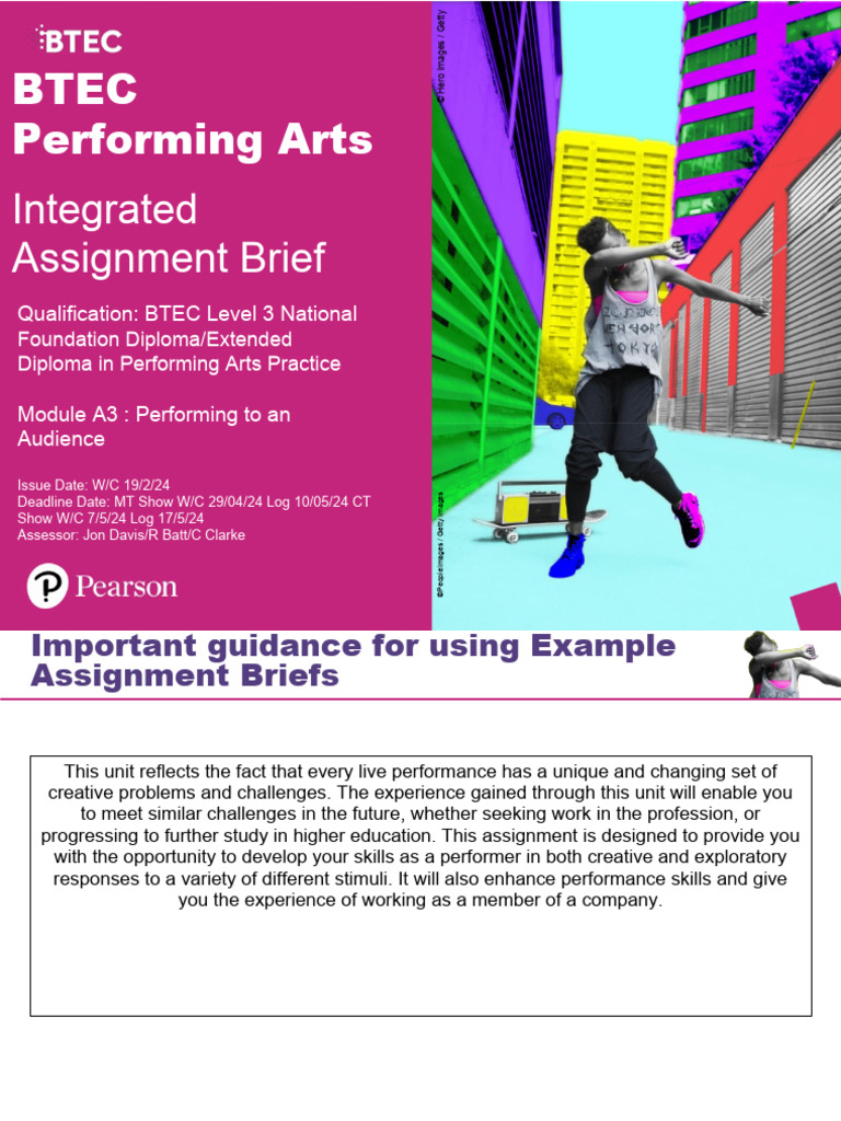 BTEC Performing Arts Assignment Guide | PDF | Disciplines | Human Communication