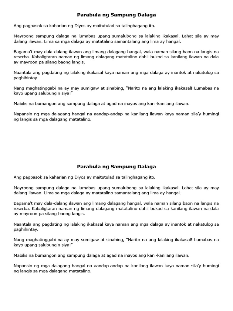 Ang Sampung Dalaga | PDF