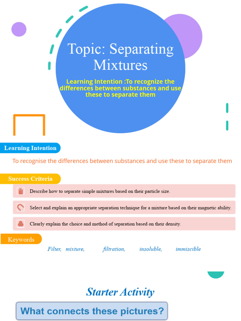 Mixture Separation Techniques | PDF | Filtration | Mixture