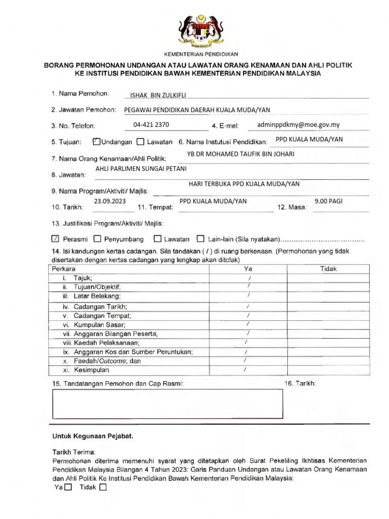 BORANG PERMOHONAN UNDANGAN ORANG KENAMAAN | PDF