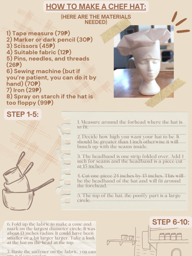 How To Make A Chef Hat | PDF | Seam (Sewing) | Sewing