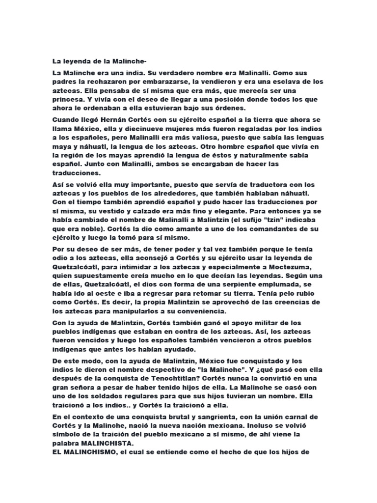 La Leyenda de La Malinche | PDF | México | Cultura de las Americas