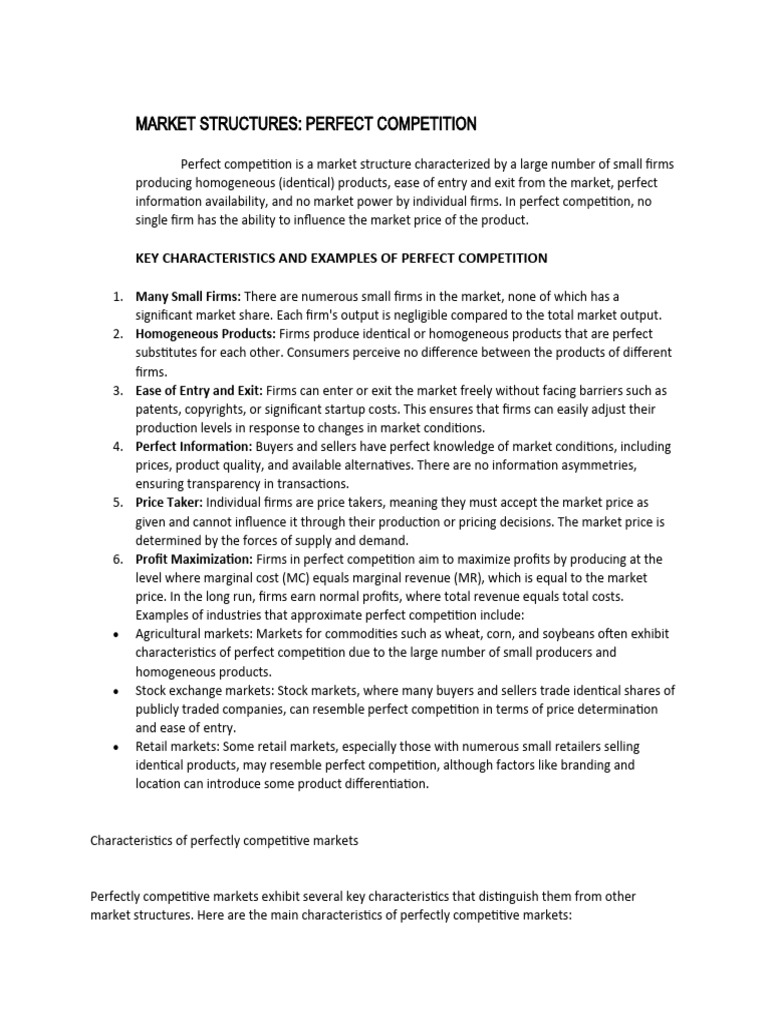 Market Structures Perfect Competition | PDF | Perfect Competition ...