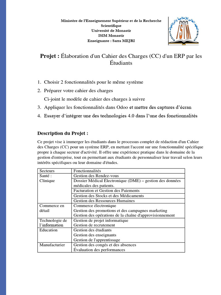 Mini - Projet Odoo | PDF | Inventaire | Progiciel de gestion intégré
