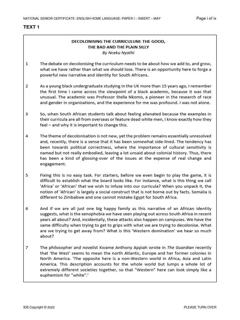 Past Exam Papers English Hl Ieb Nsc Grade 12 Past Exam Papers 2022 p1 ...