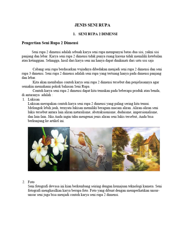 Ragam Karya Seni Rupa 2 Dimensi | PDF | Griya & Taman