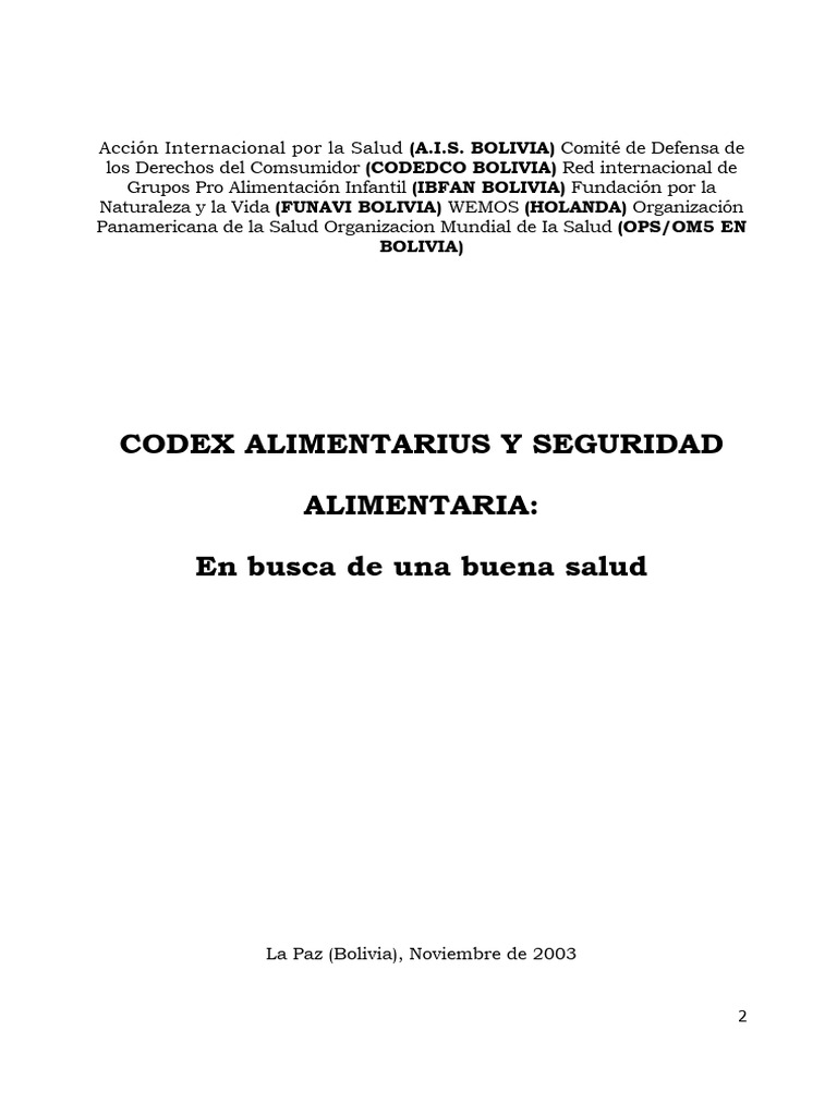 Codex Alimentario | Descargar gratis PDF | Seguridad alimenticia | Alimentos