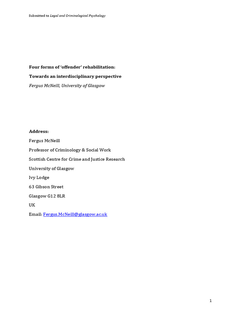 McNeill 2012 Four Forms of Offender Rehabilitation | PDF | Criminology ...