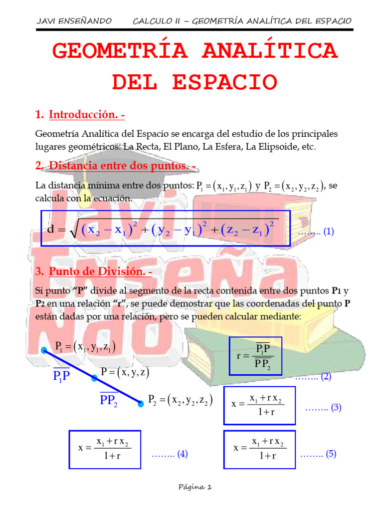 Geometria Analitica Del Espacio 2 Tema P | PDF | Línea (geometría) | Geometría analítica