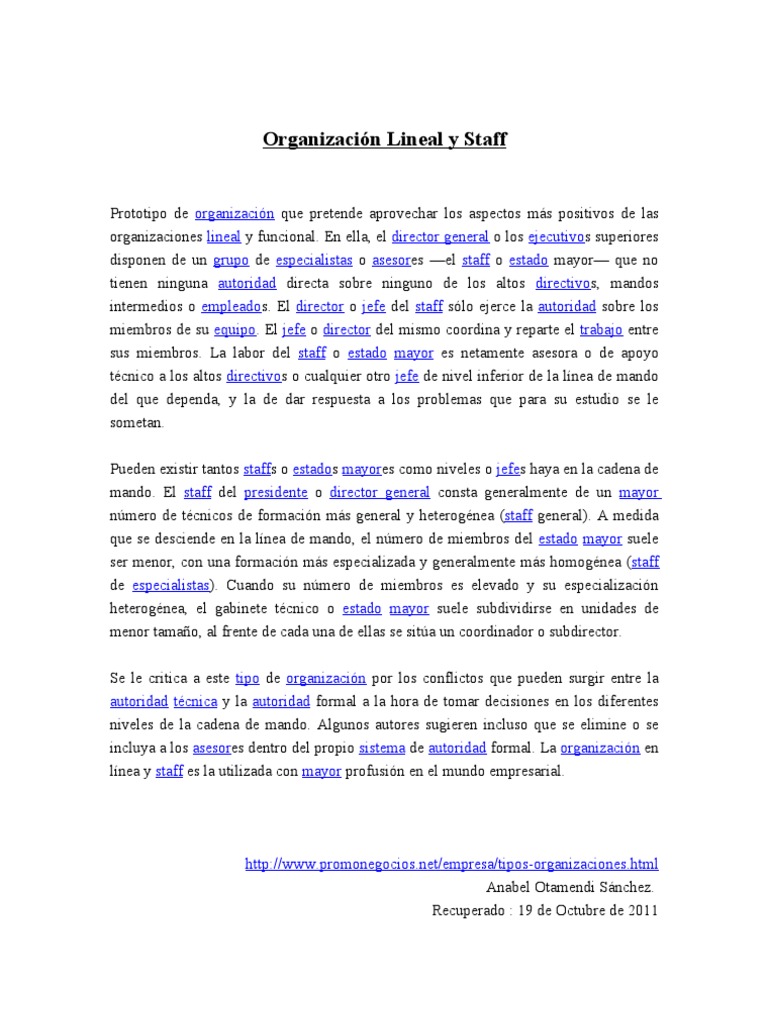 3organizacion Lineal y Staff | PDF
