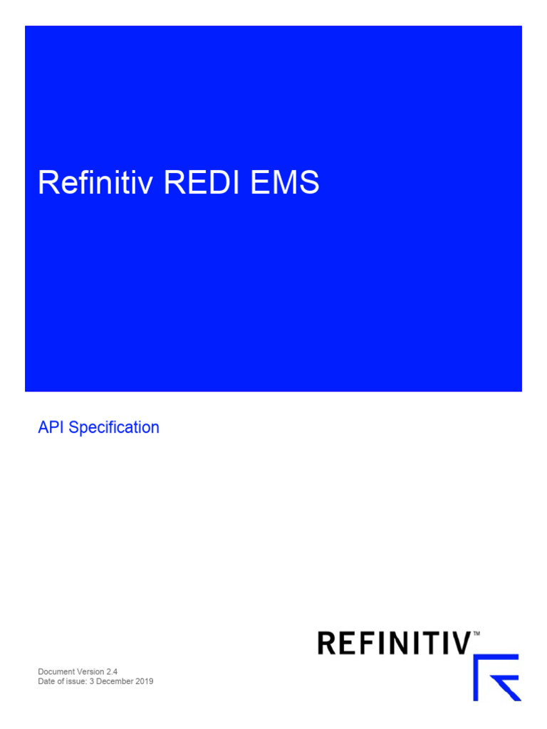 Refinitiv REDI EMS API Specification | PDF | Parameter (Computer ...