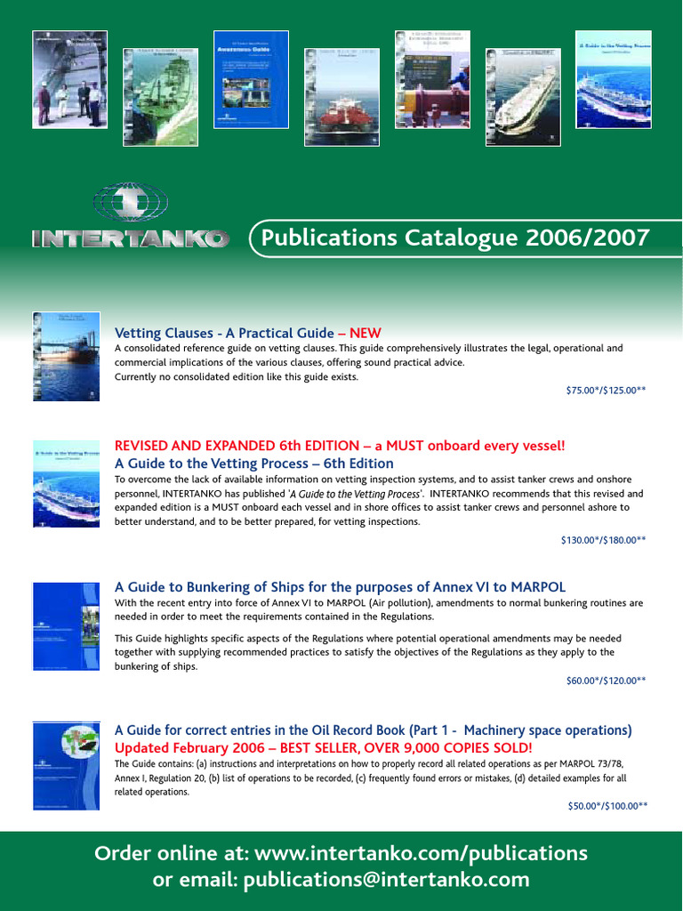 INTERTANKO Publications for Tanker Industry | PDF | Oil Tanker