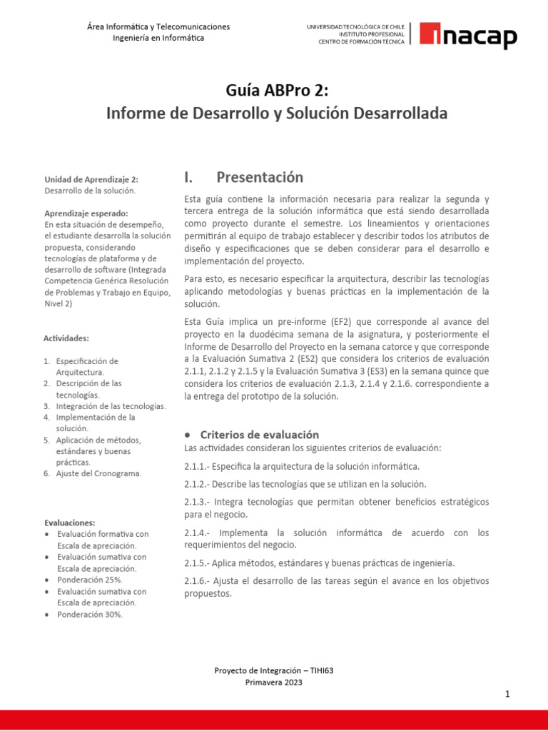 Guía ABPro 2: Desarrollo de Solución TIHI63 | PDF | Hardware de la ...