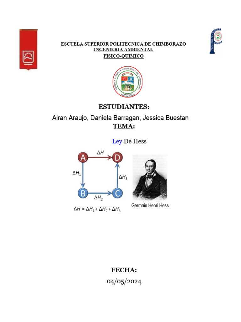 Informe de La Ley de Hess | PDF | Entalpía | Cantidades fisicas