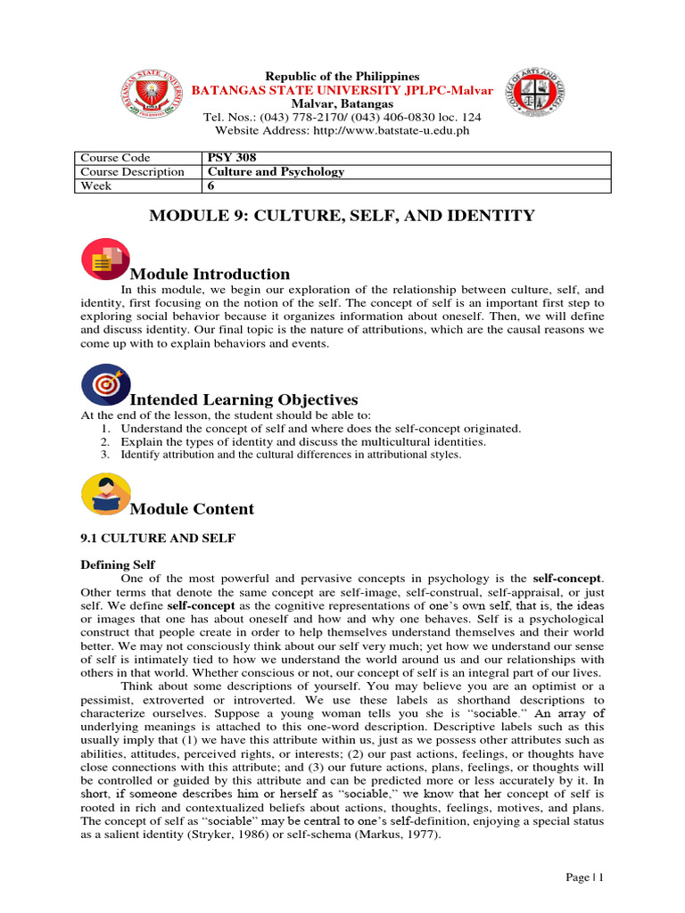 MODULE 9 - Culture, Self, and Identity | PDF | Self Concept | Identity ... MODULE 9 - Culture, Self, and Identity | PDF | Self Concept | Identity ...