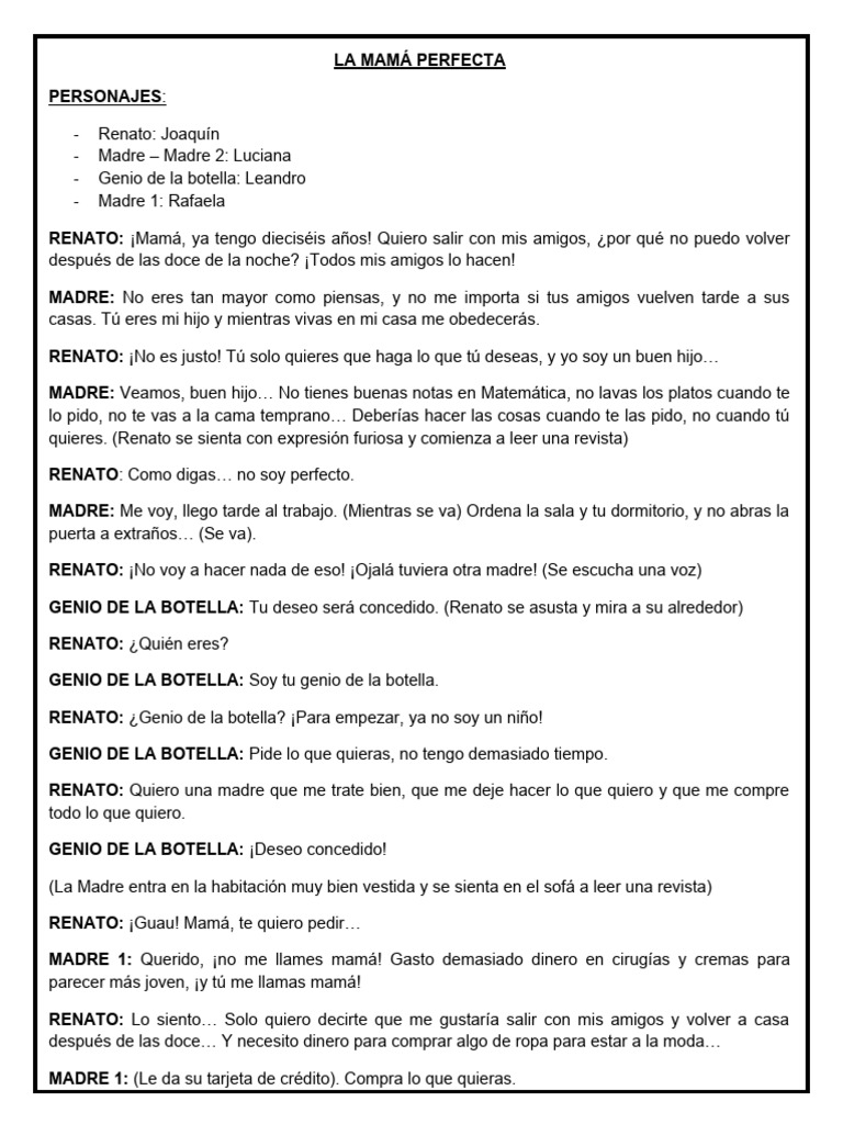 La lección de Renato sobre su madre | PDF