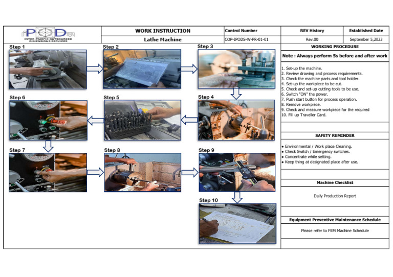 Lathe Machine Work Instruction Guide | PDF | Machining | Secondary ...