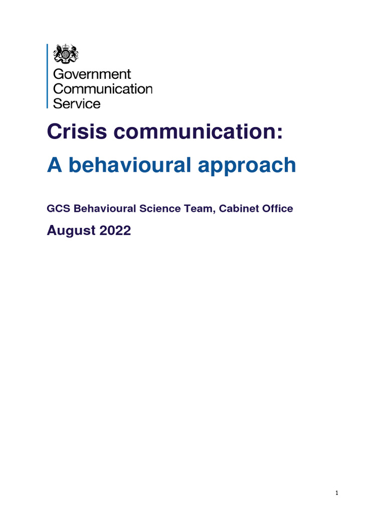 Behavioural Science Guide To Crisis Communications PDF Official | PDF | Risk | Psychology