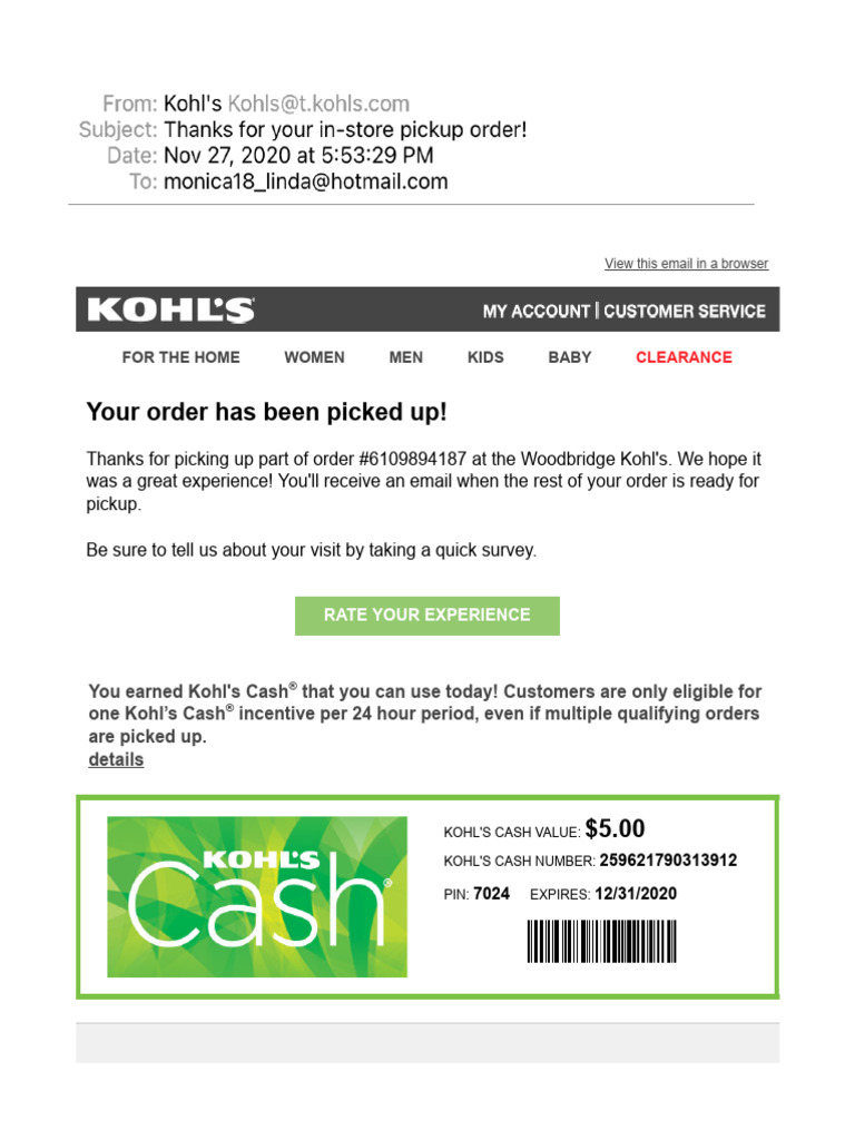 Thanks For Your In-Store Pickup Order! | PDF | Coupon | Credit Card