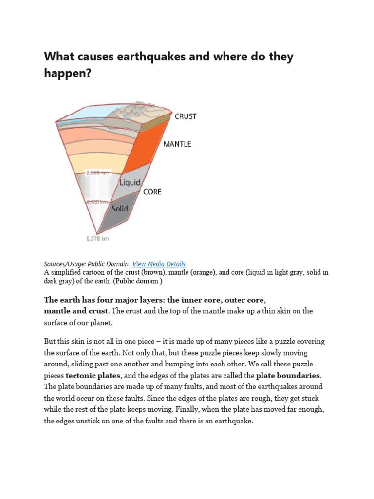 What Causes Earthquakes and Where Do They Happen | PDF