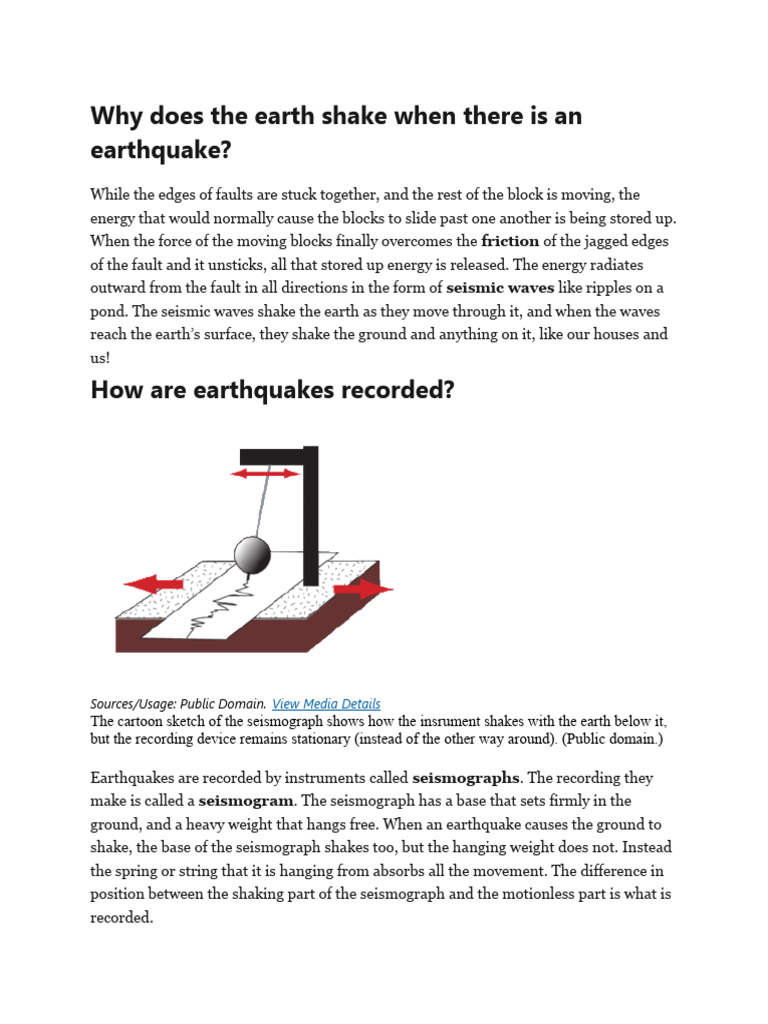 Why Does The Earth Shake When There Is An Earthquake | PDF