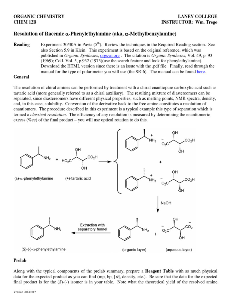 Chiral Resolution Handout S16 | Download Free PDF | Physical Sciences ...