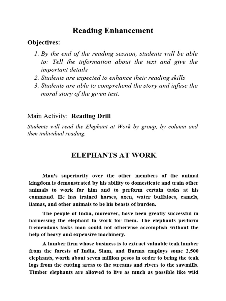 Reading Material Grade 12 | PDF | Elephant | Zoology