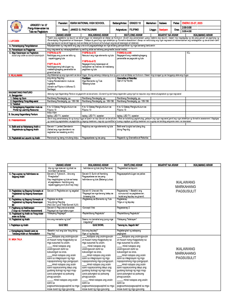 2ND GRADING 9TH WEEK FIL.10 | PDF