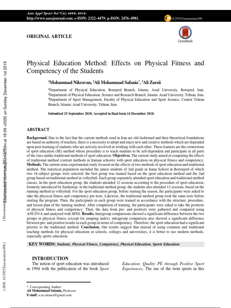 Physical Education Method Effects On Phy | PDF | Pedagogy | Teachers