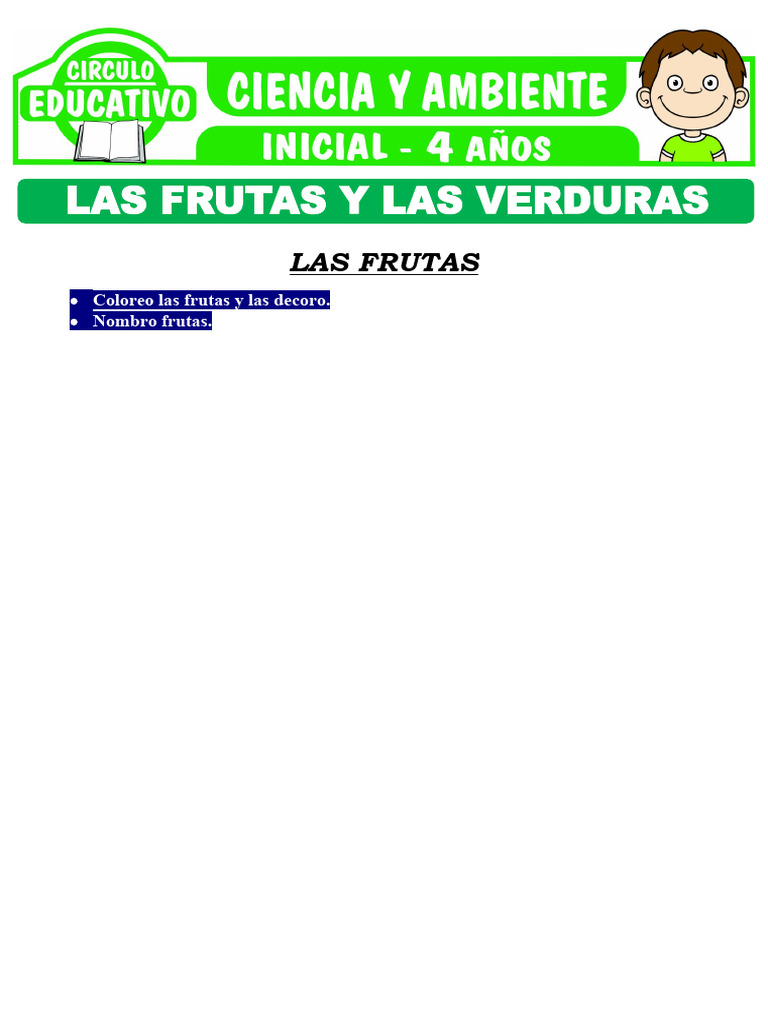 Actividades de Coloreo: Frutas y Verduras | PDF | Salud y bienestar