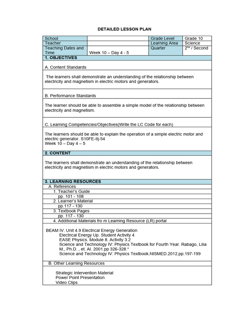 Electricity and Magnetism Week 10 Day 4-5 | PDF | Electric Generator ...