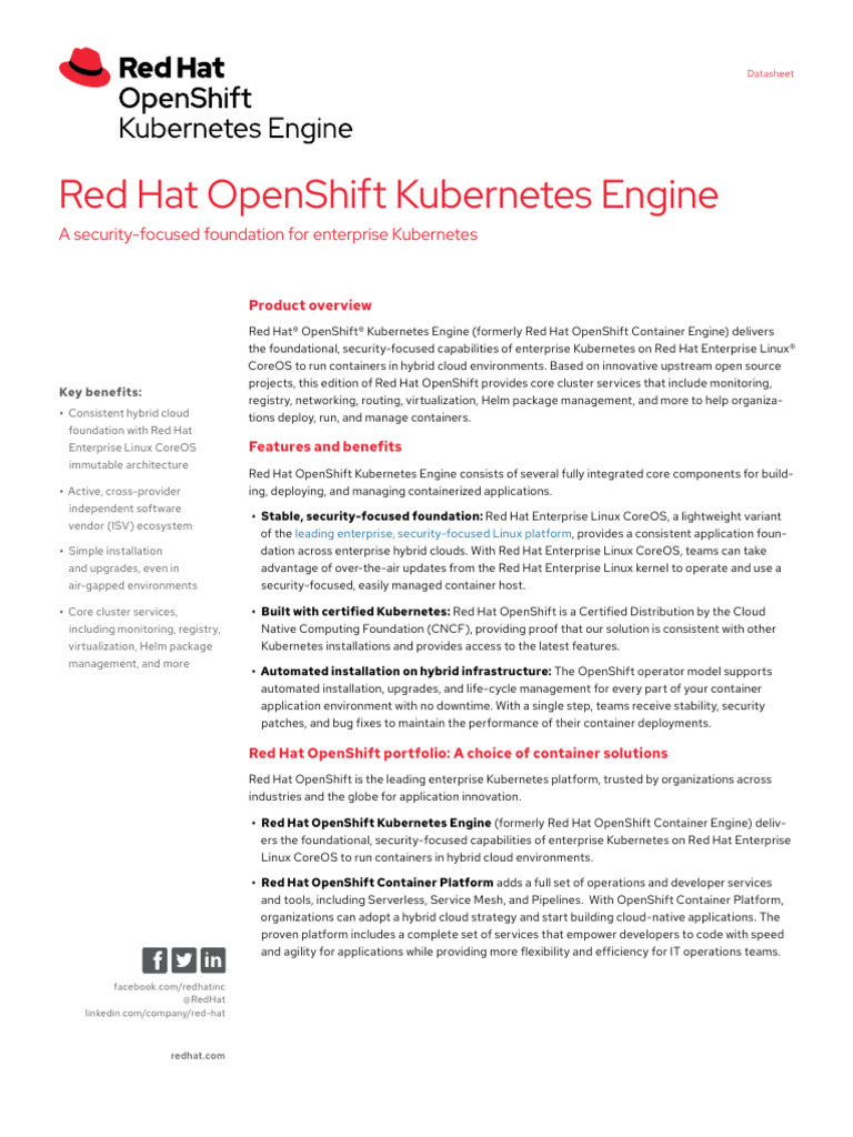 CL Openshift Kubernetes Engine Datasheet f28274pr 202104 en 1 | PDF ...