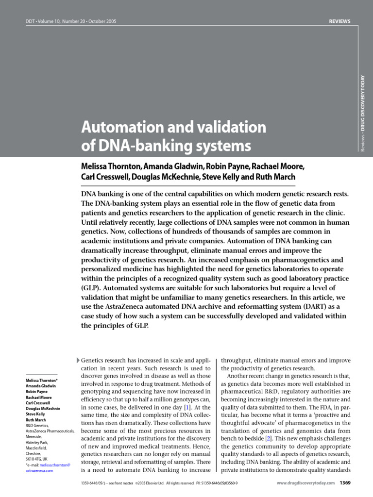 s1359-64462903560-9 Dna Banking | PDF | Genetic Testing | Genetics